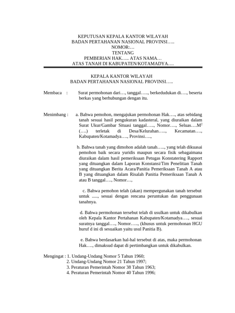 Surat Keputusan Kepala Kantor Wilayah Tugas PERADILAN TUN | PDF