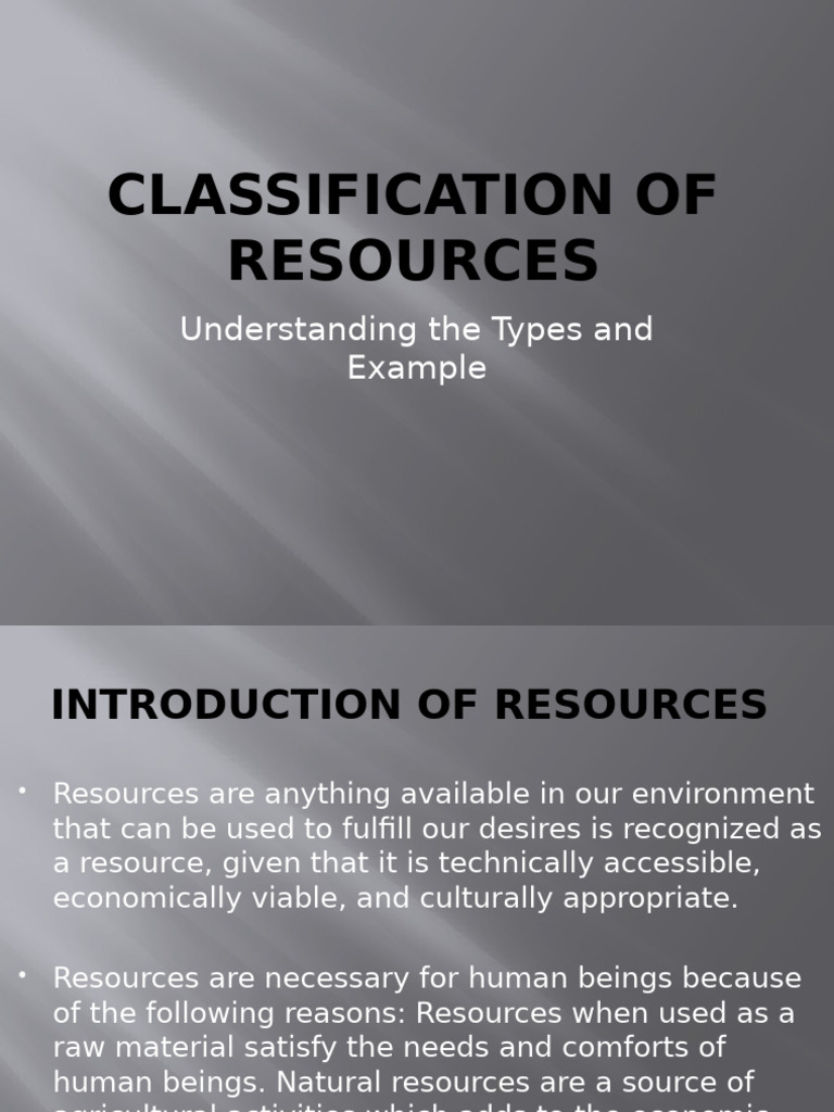 CLASSIFICATION OF RESOURCES | PDF