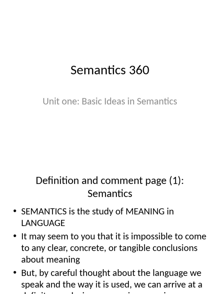 Semantics 1 2023 | PDF