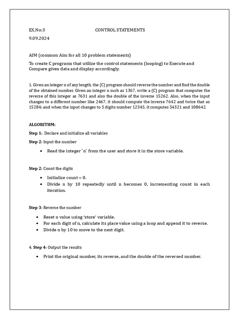C Program Control Statements Examples | PDF