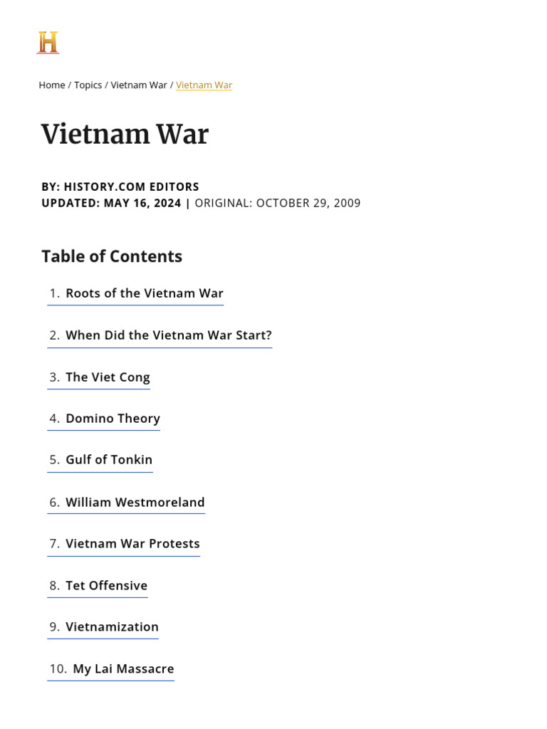 Vietnam War - Causes, Facts & Impact - HISTORY | PDF