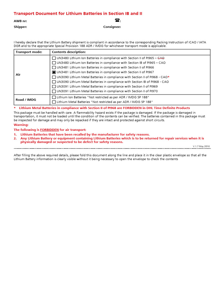 Lithium Batteries Transport Document 8 (Kenzy | PDF | Lithium Ion ...