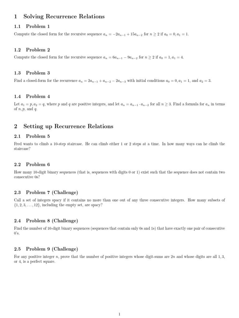 Recursions_Handout | PDF