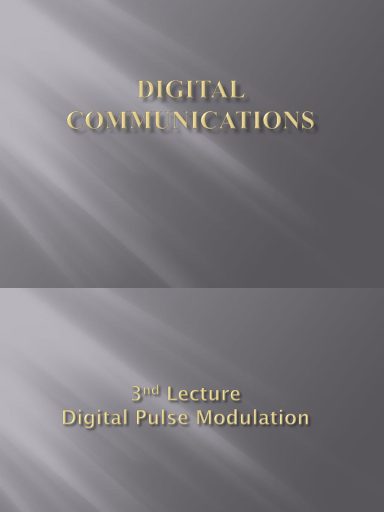 Analog Pulse Modulation-Lecture#3 | PDF | Audio Engineering | Electronics