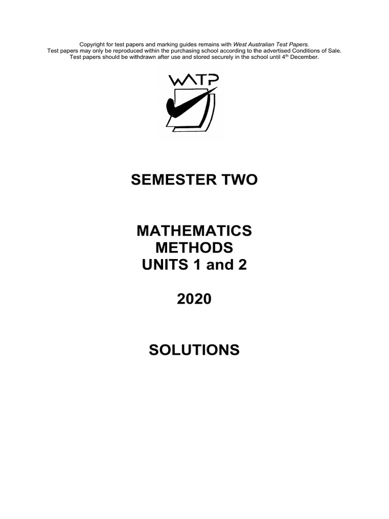 2020 Methods Unit 12 Solutions | PDF