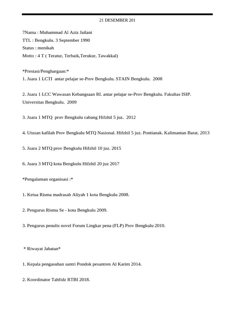 CV Pembicara 1 | PDF