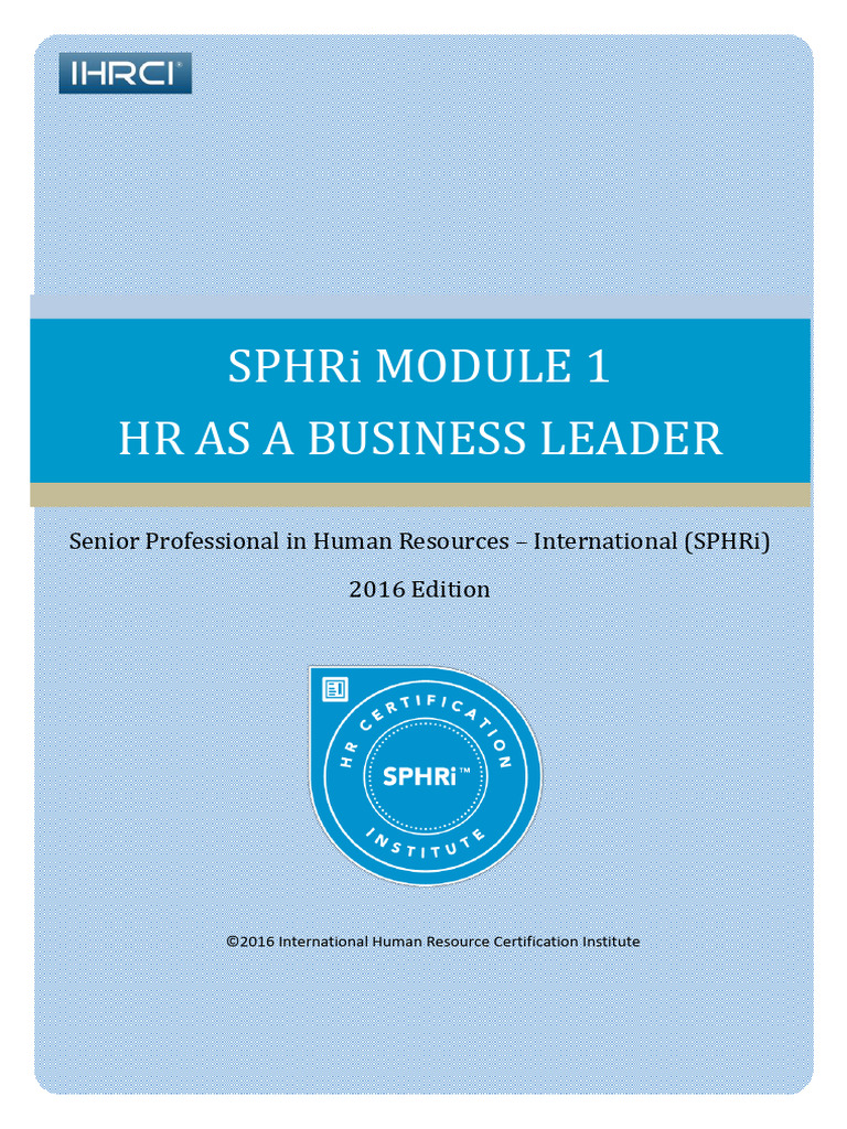 2016 SPHRi Workbook Module 1 Preview | PDF