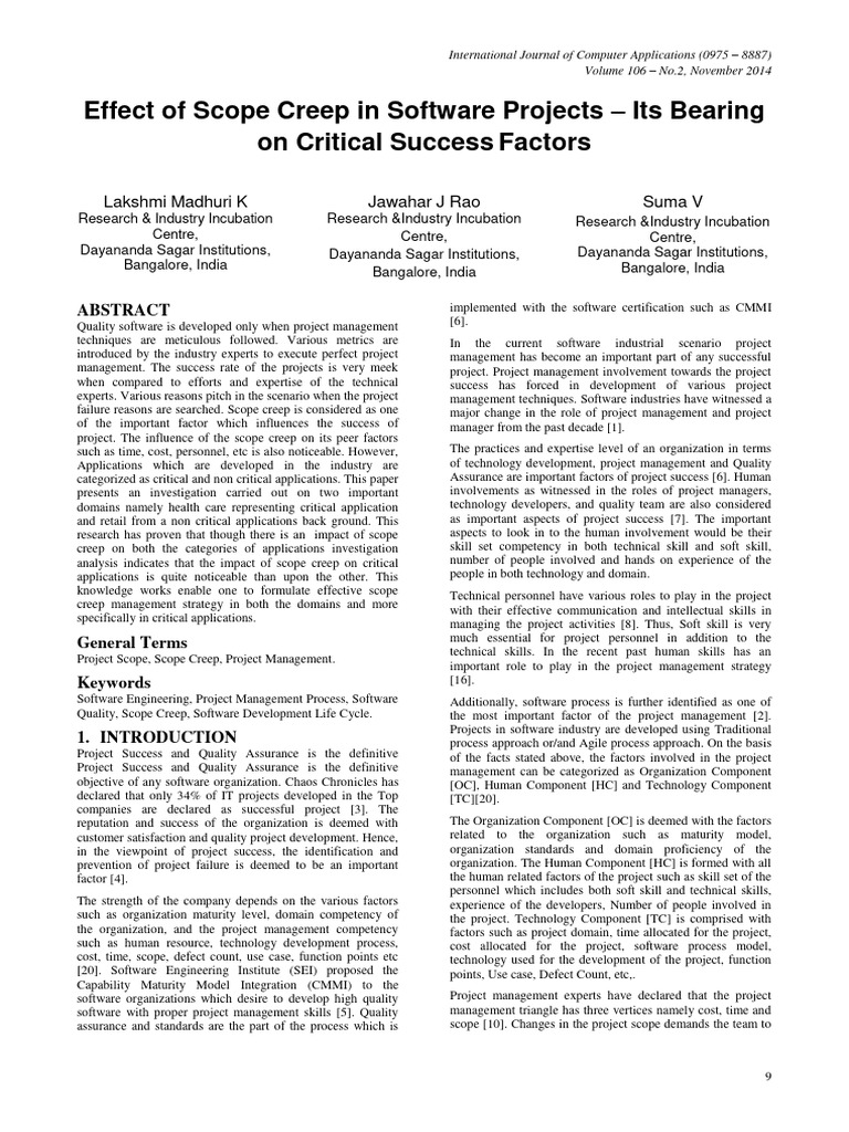 Effect of Scope Creep in Software Projec | PDF