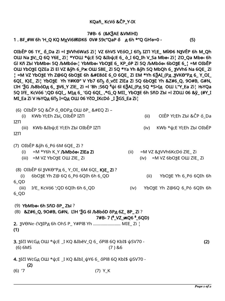 Pariksha Poorv Abhyaas Kaary HINDI B-IX-2024-25 | PDF