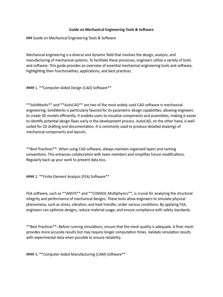 Guide On Mechanical Engineering Tools | PDF