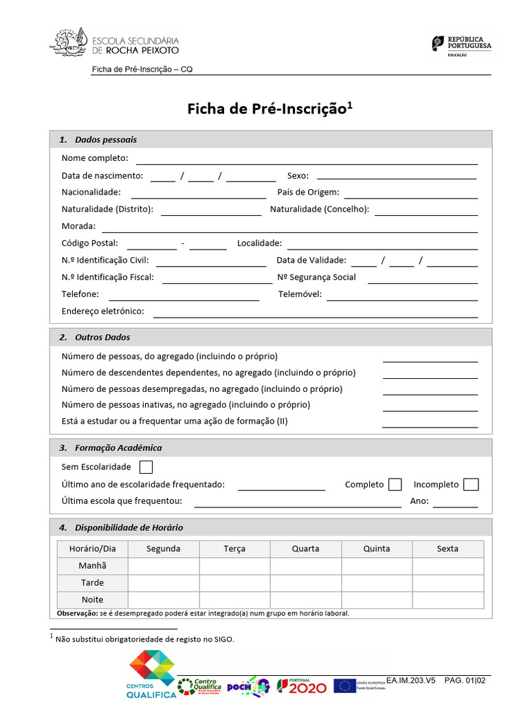 Ficha de Inscricao | PDF