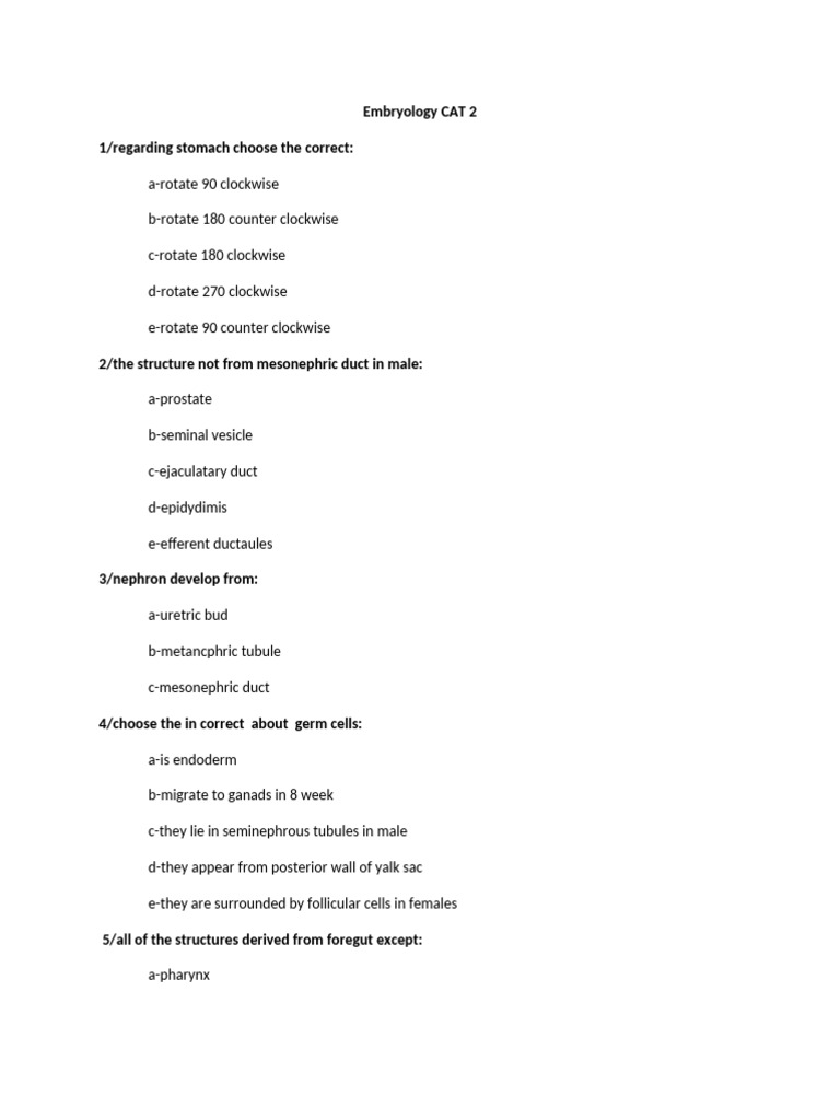 Embryology CAT 2 | PDF