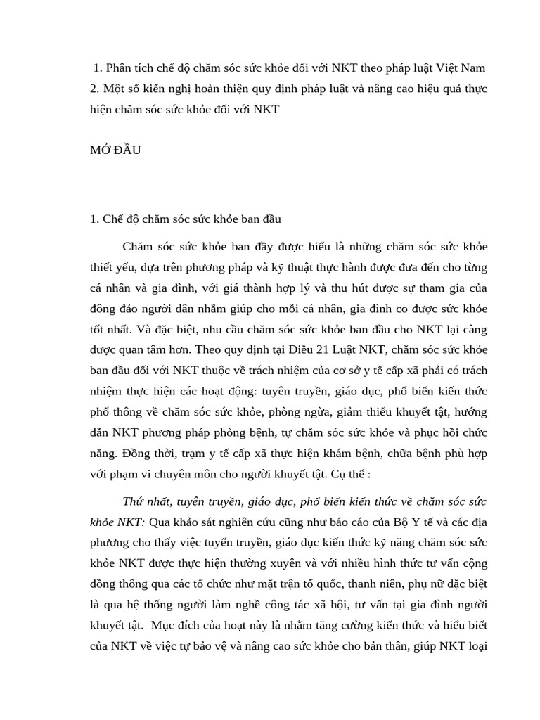 tiểu luận NKT.1 | PDF