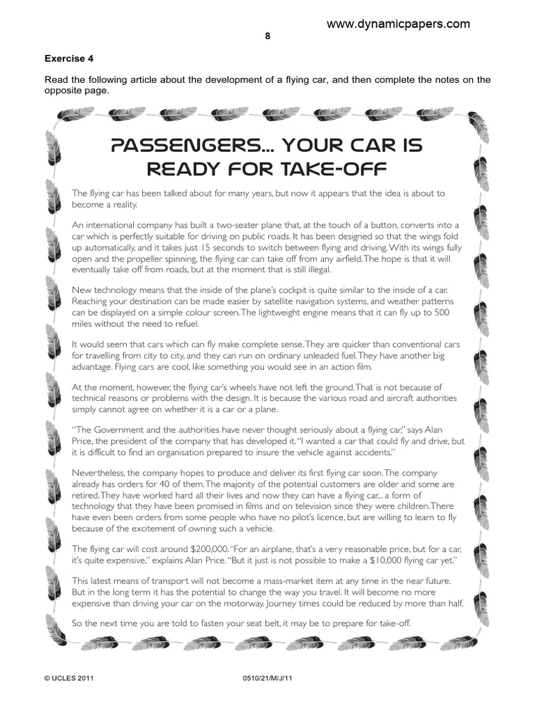 Passengers- your car is ready to take off | PDF