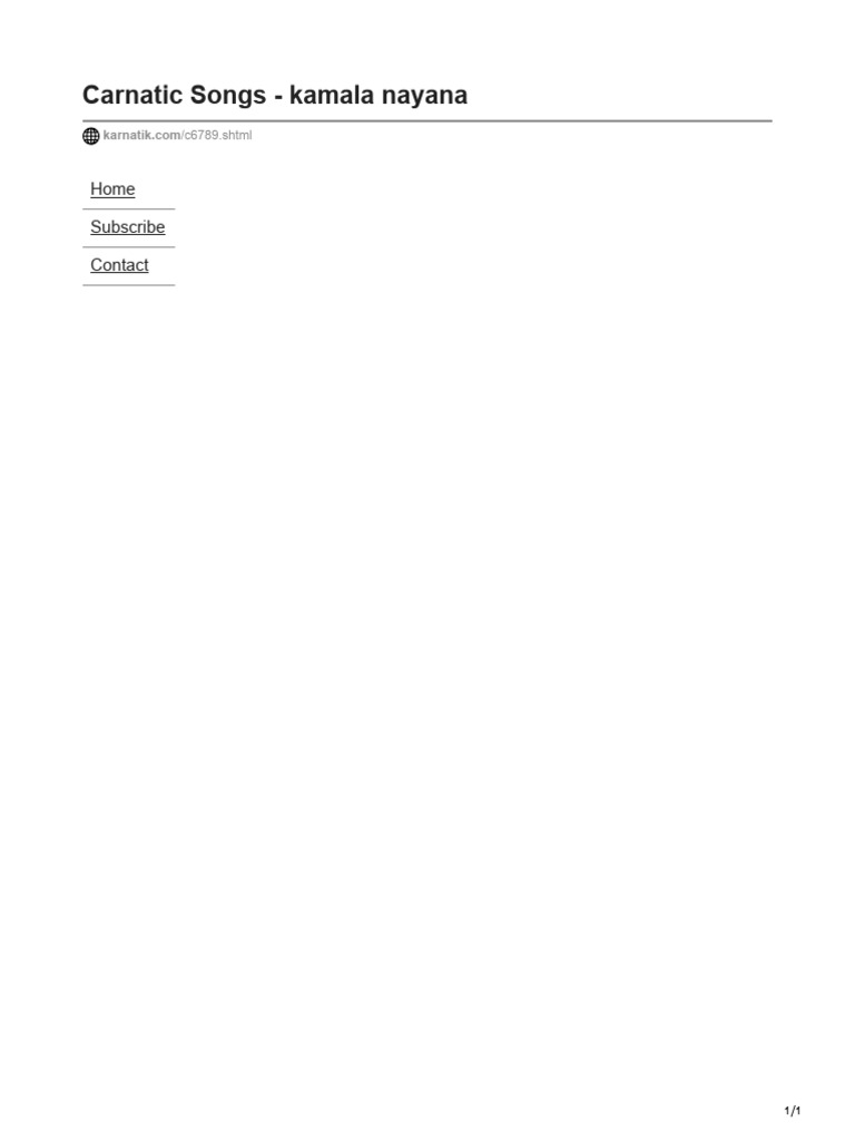 Carnatic Songs - Kamala Nayana | PDF