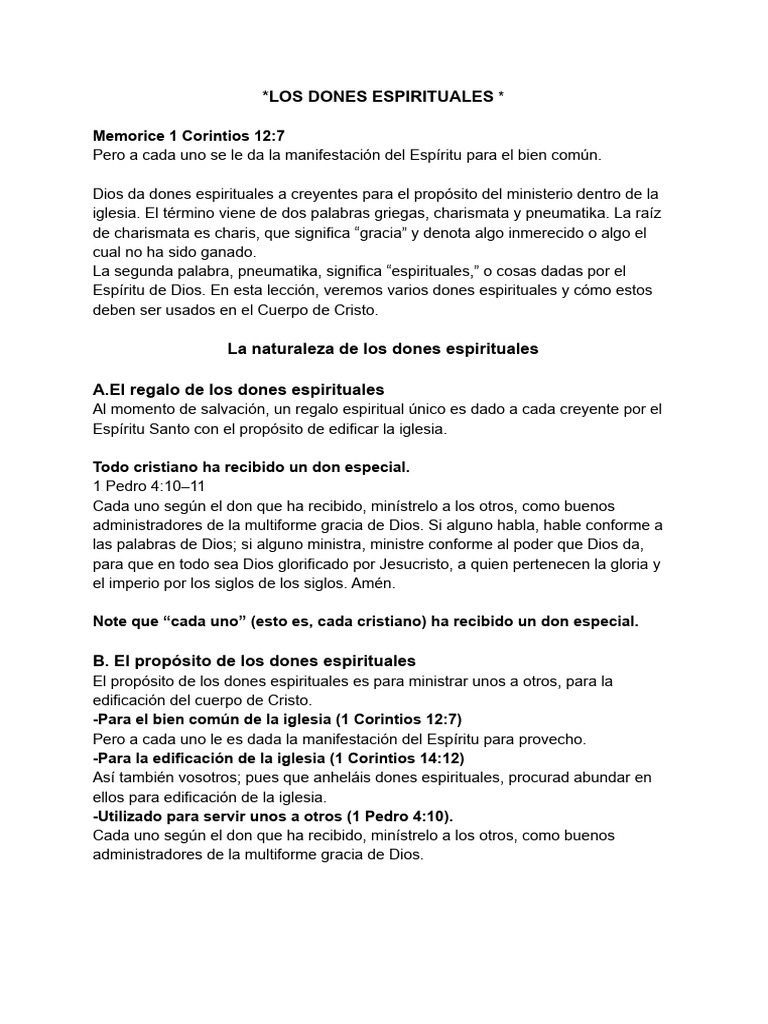 Los Dones Espirituales | PDF