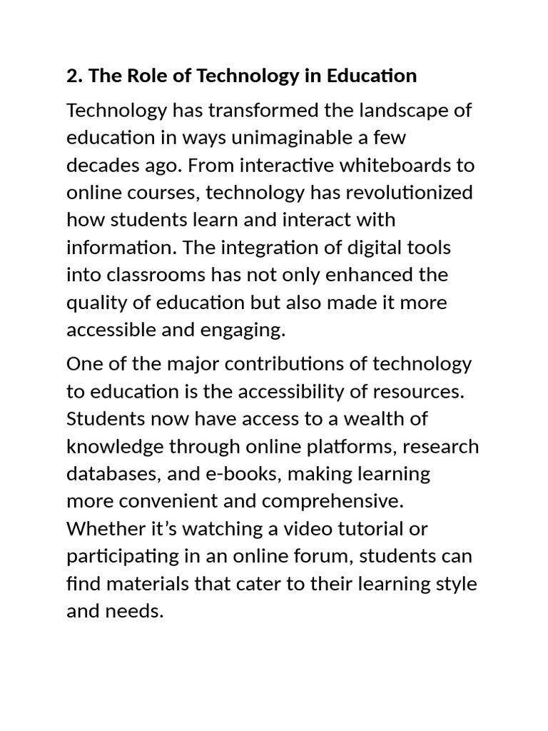 The Role of Technology in Education | PDF