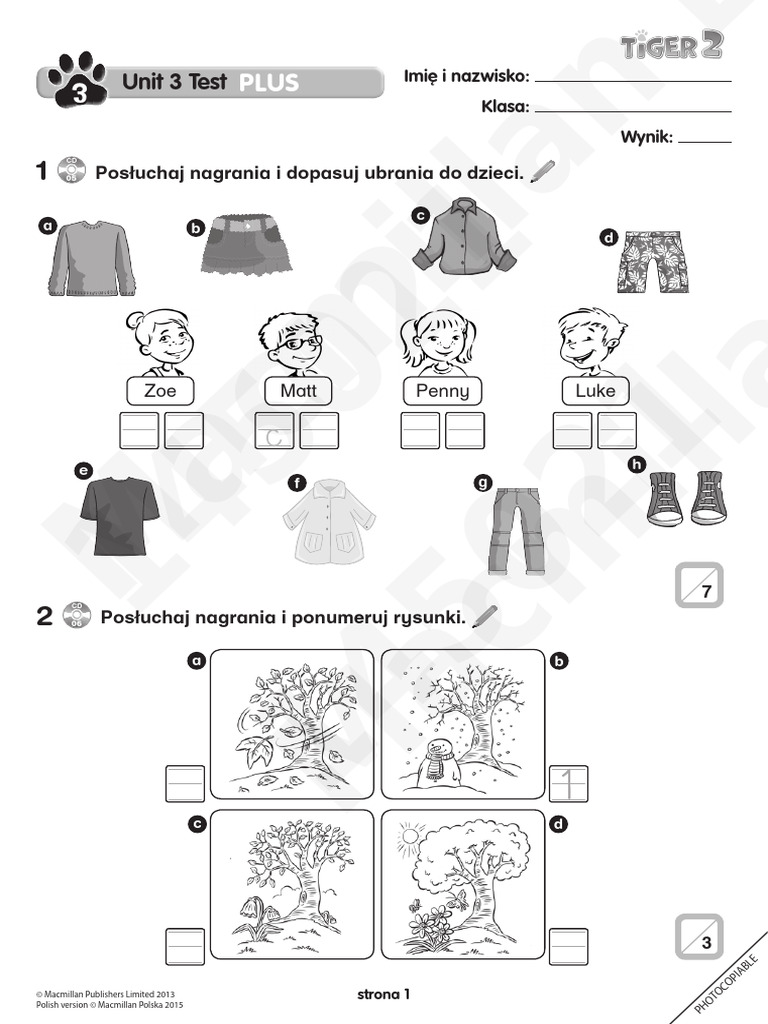 Tiger 2 Unit 3 Test PLUS | PDF