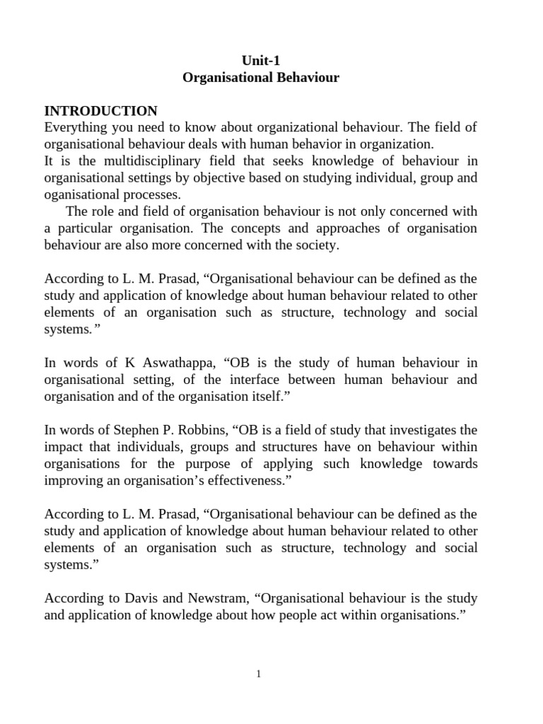 Introduction of OB Unit 1 | PDF