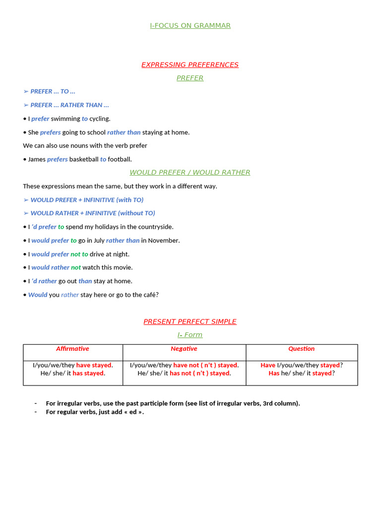 Focus On Grammar - Unit 1 - 3e | PDF
