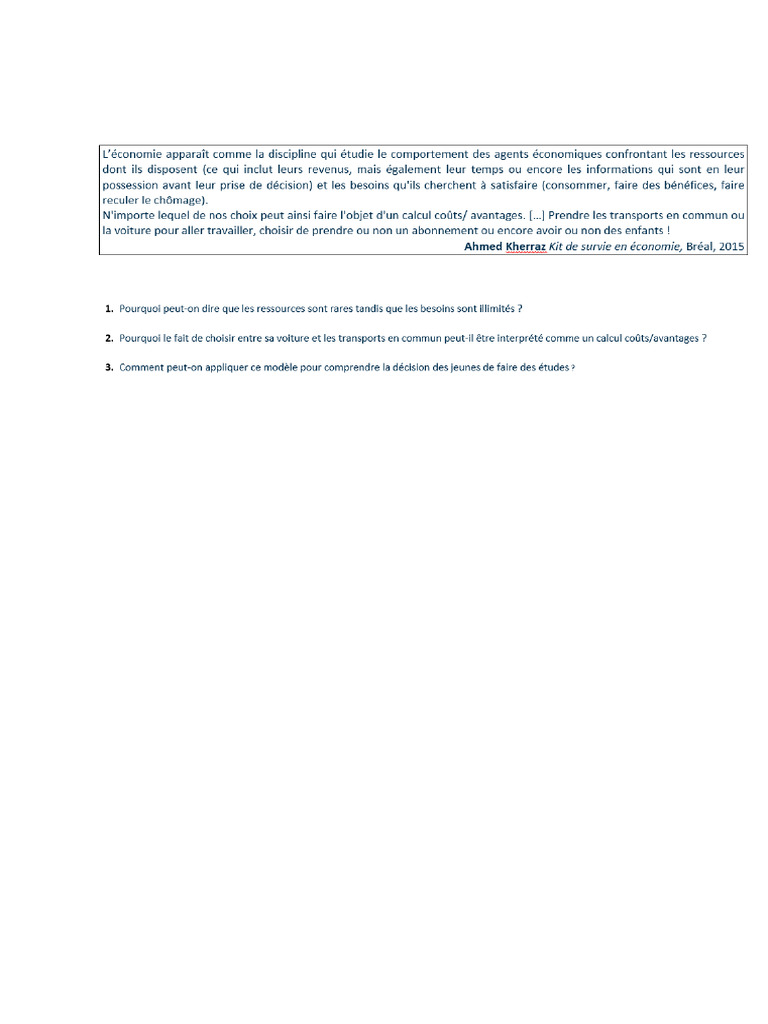 Travail de SES Seconde | PDF