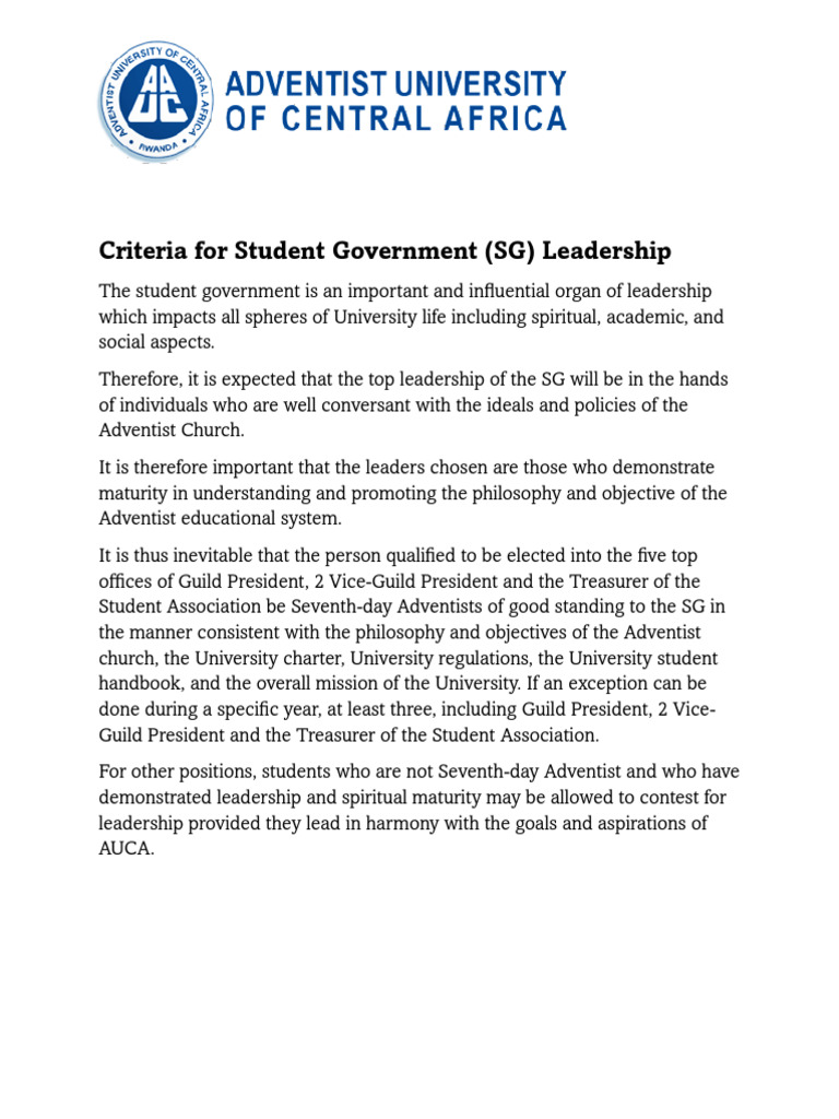 Criteria For Student Government | PDF | Career & Growth | Self-Improvement