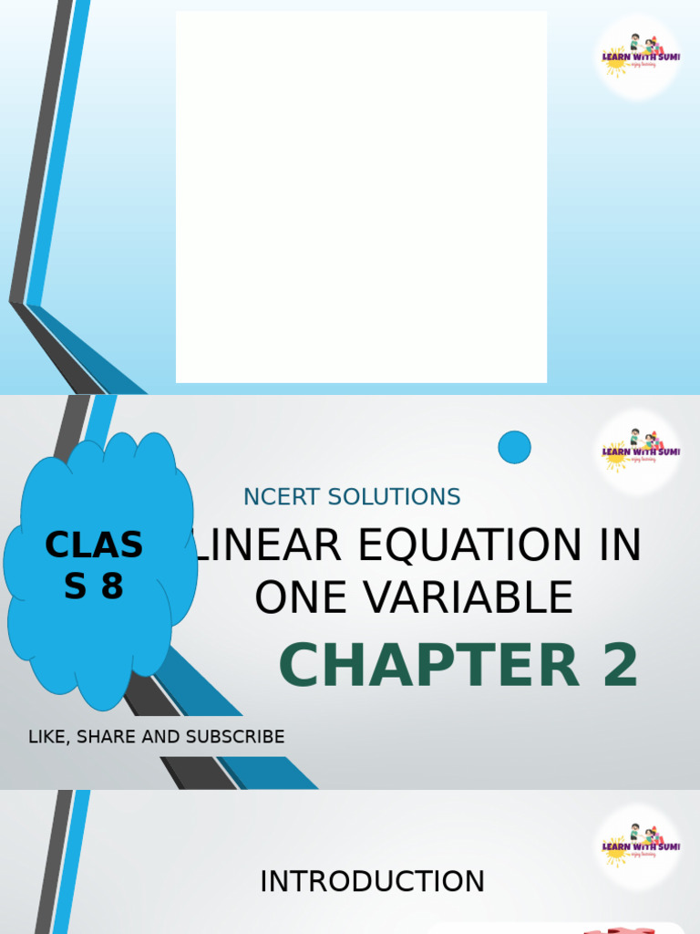 Linear Equation in One Variable | PDF