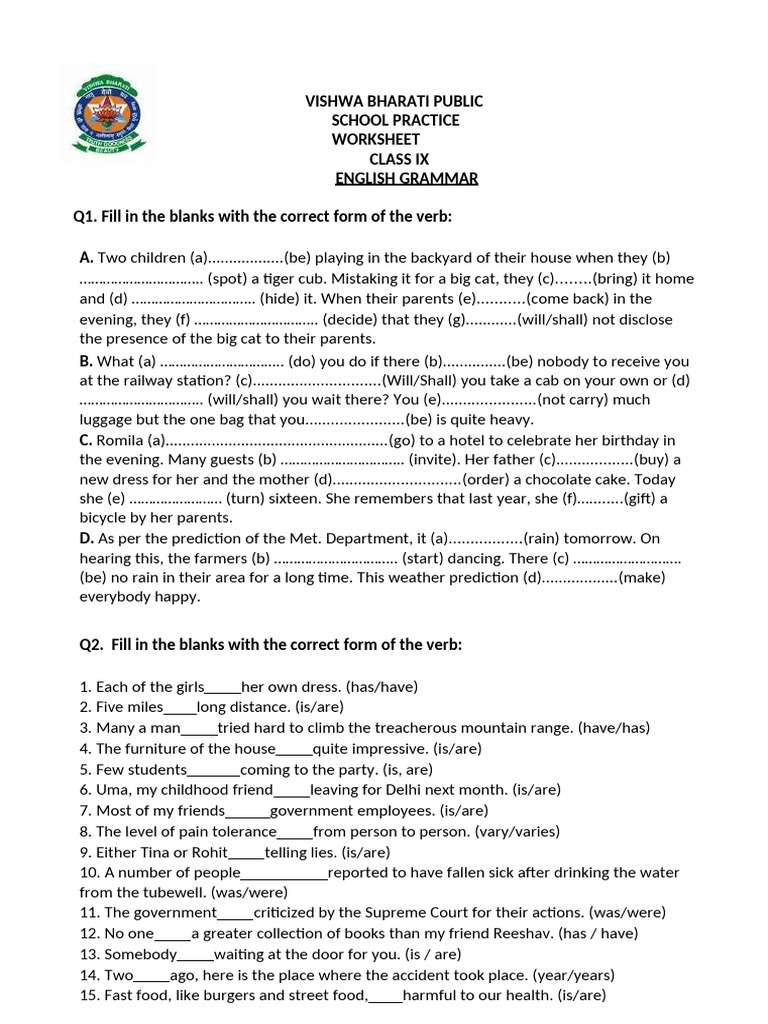 Practice Worksheet Grammar | PDF