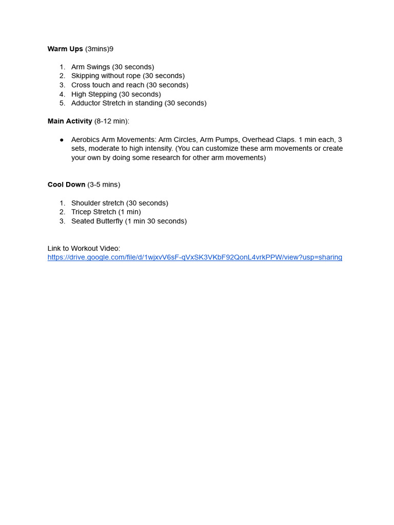 Aerobic Workout Plan | PDF