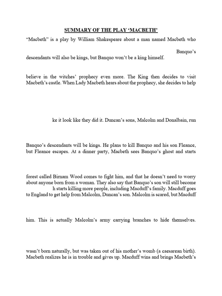Summary of The Play Macbeth | PDF
