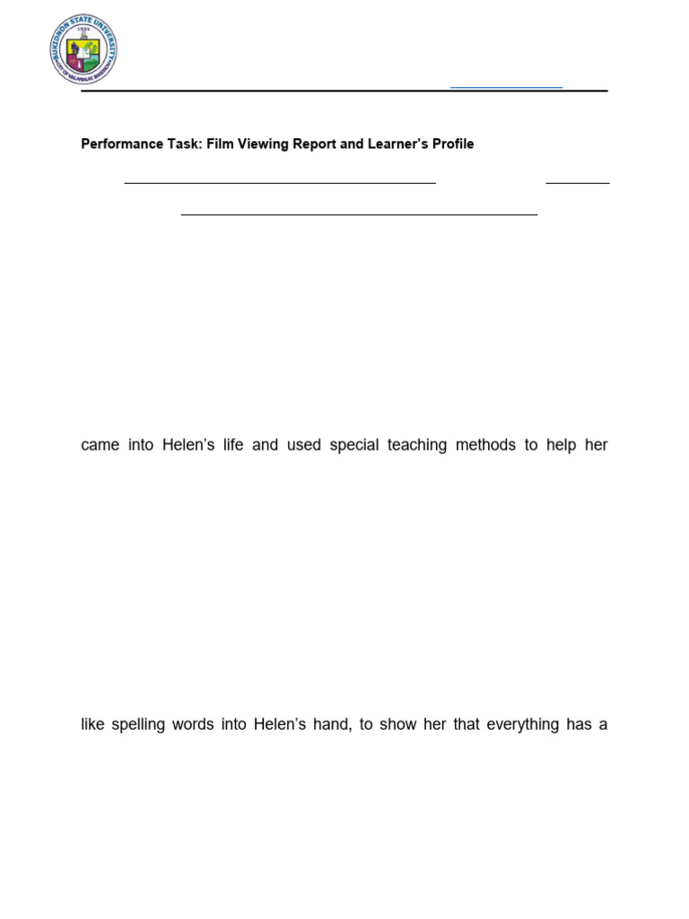 Film Viewing Report and Learner's Profile Analysis | PDF