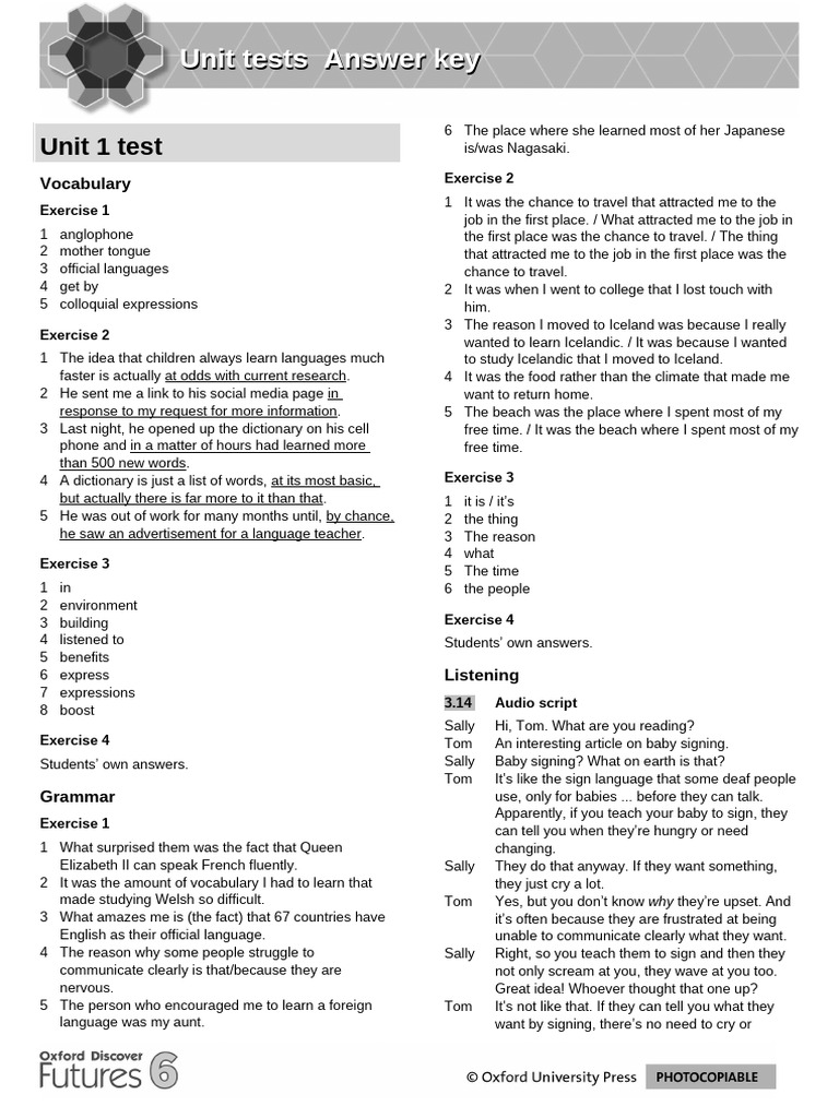 ODF6 Unit Tests Answer Key and Scripts | PDF