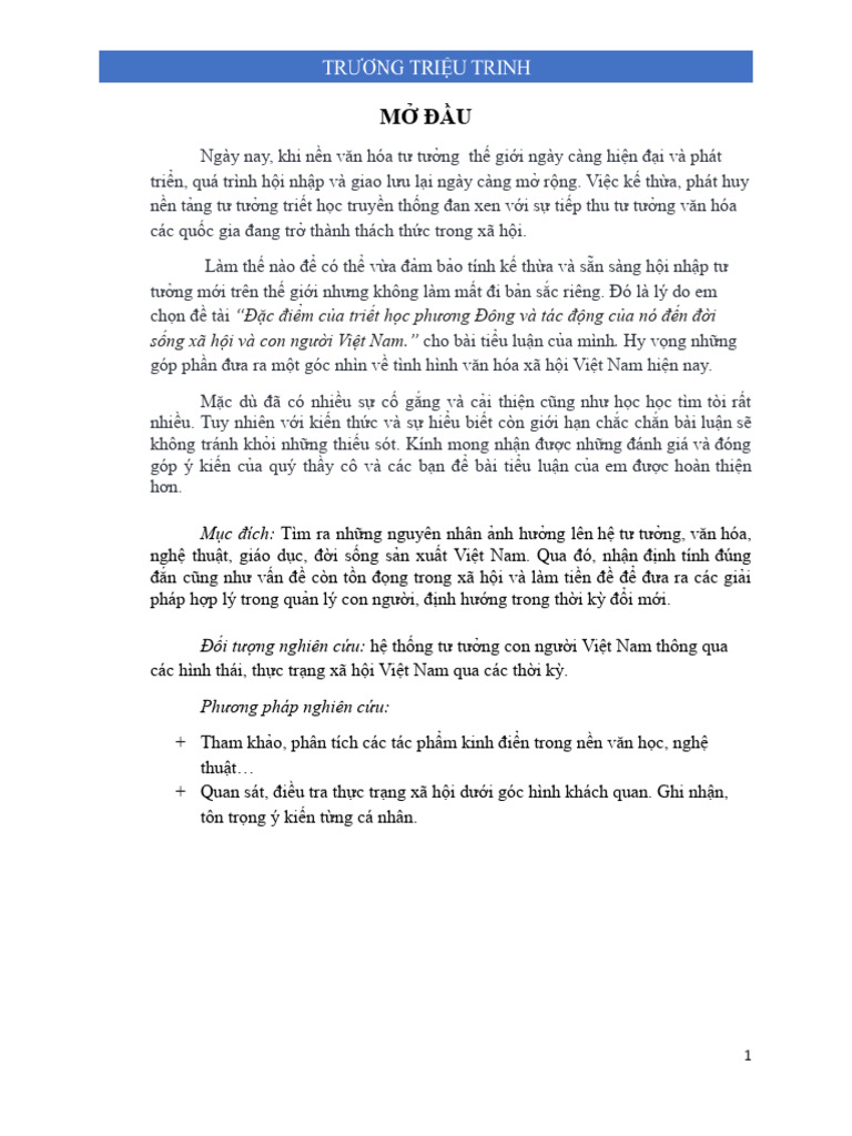 Dac Diem Cua Triet Hoc Phuong Dong Va Tac Dong Cua No Den Doi Song Xa ...