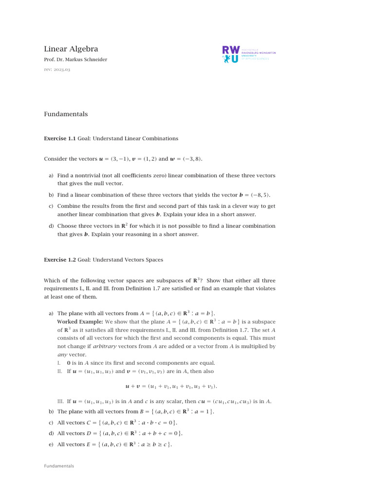 Linear Algebra: Fundamentals | PDF