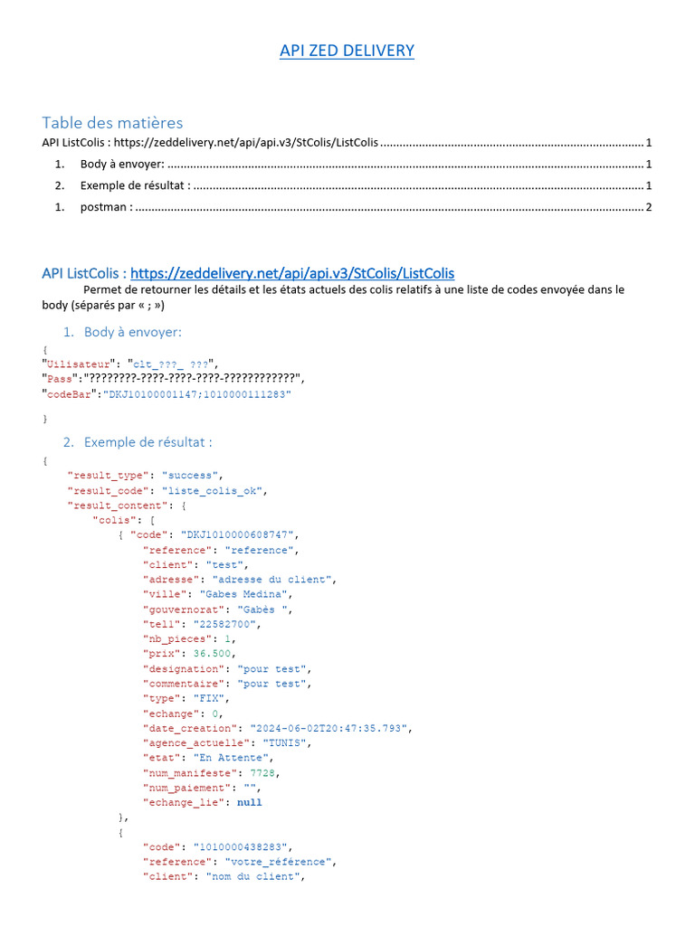Api Doclist ZedDelivery | PDF