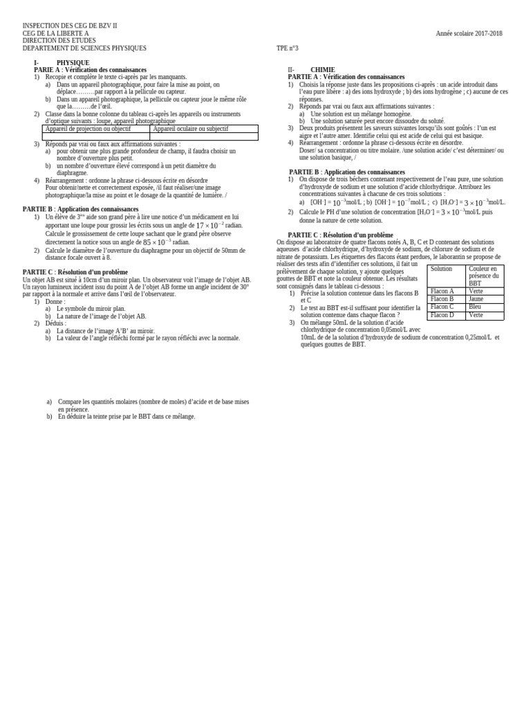 TPE_n°3_2017-2018 | PDF