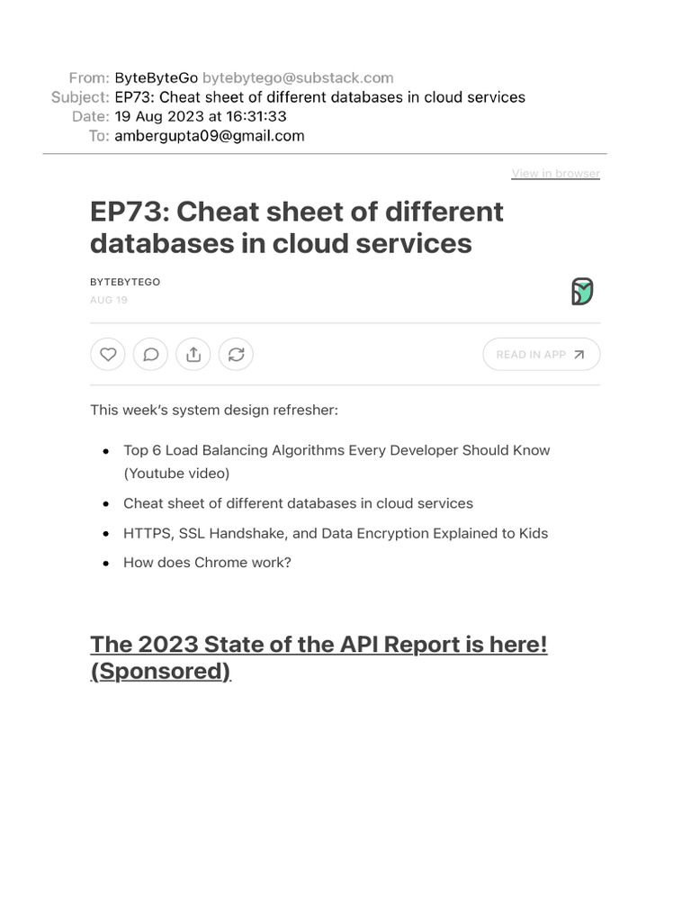 EP73 Cheat Sheet of Different Databases in Cloud Services | PDF