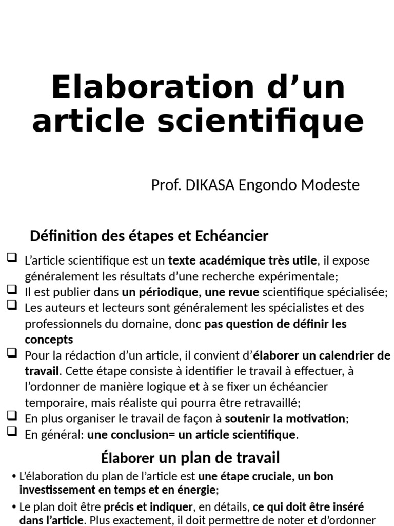Rediger Un Article Scientifique Exposé | PDF