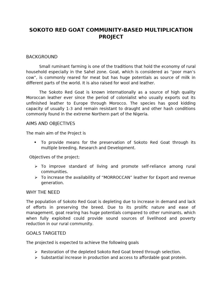 Project On Sokoto Red Goat 1 | PDF