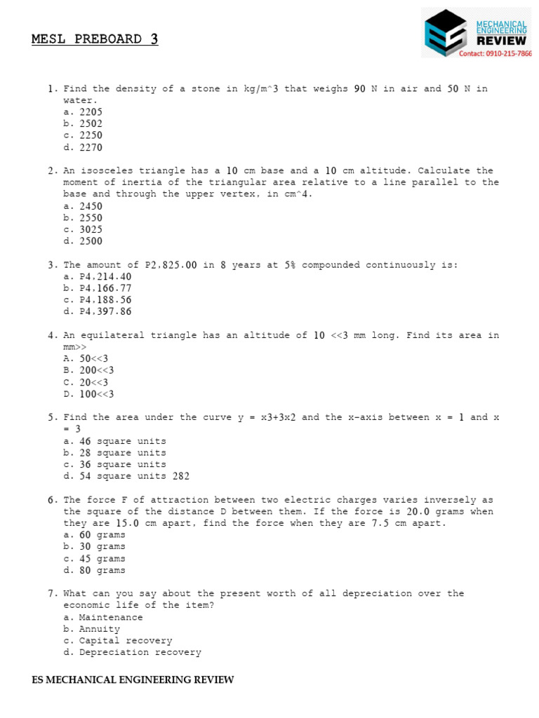 Mesl Preboard 3 | PDF