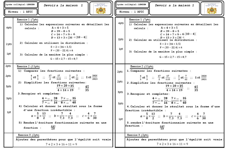 Devoir A La Maison 1apic Pdf