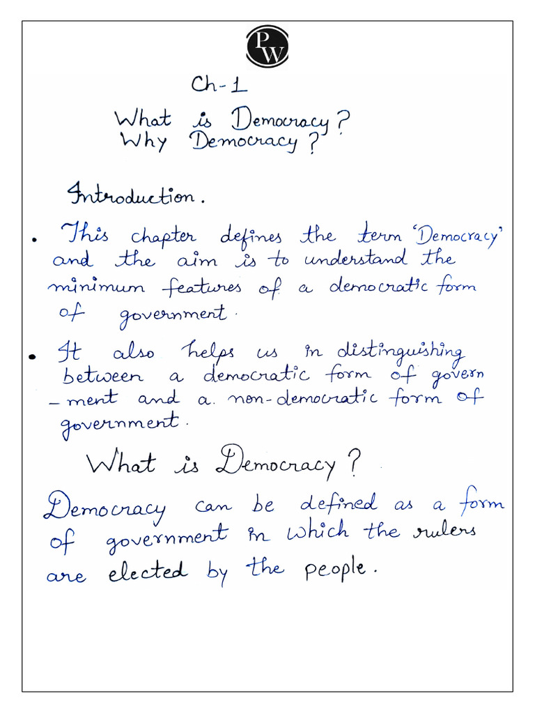 What Is Democracy Why Democracy - Handwritten Notes | PDF