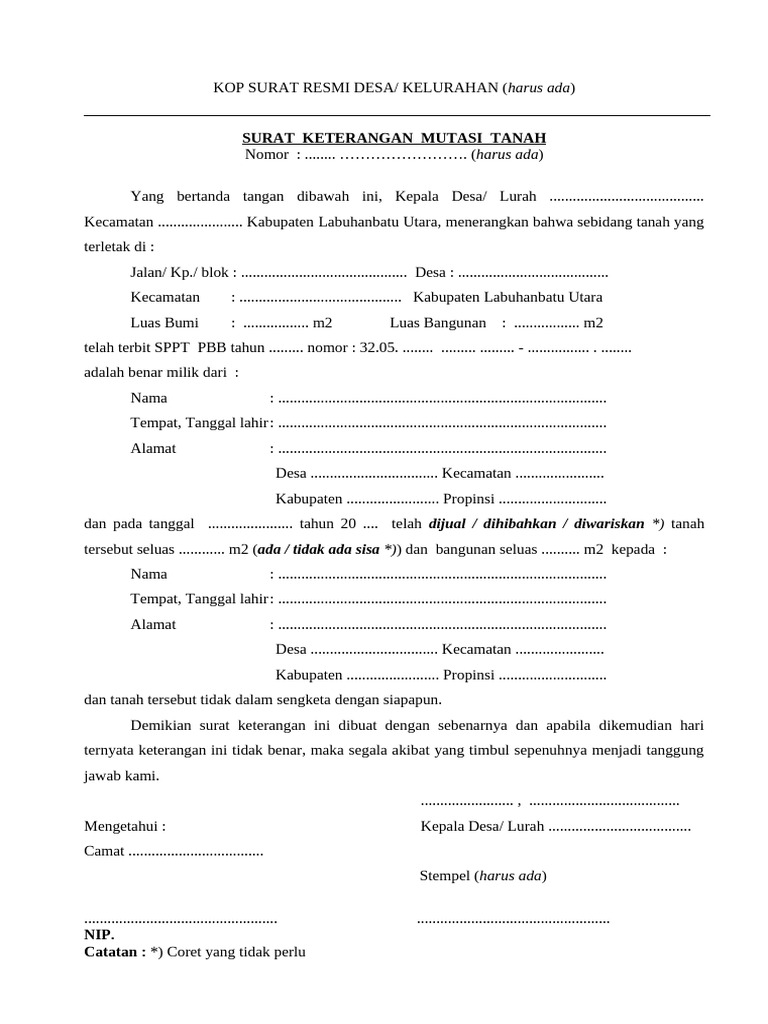 Keterangan Mutasi | PDF