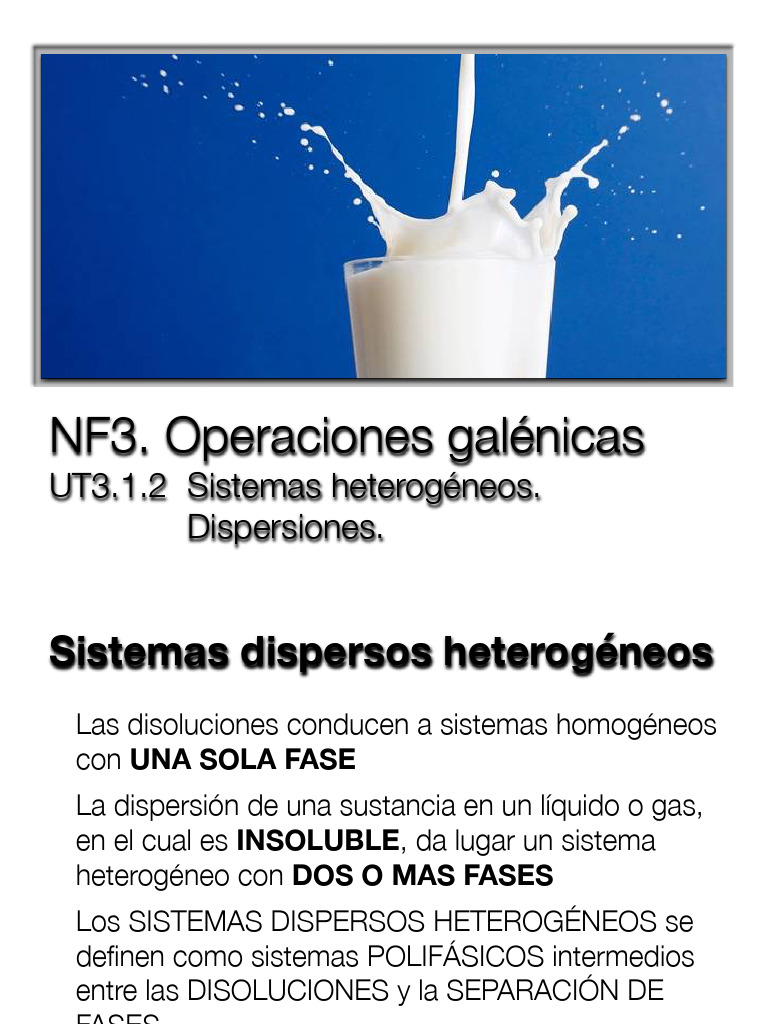 UT3.1.2 - Sistemas Heterogéneos - Dispersiones (2024) | PDF | Emulsión | Tensioactivo