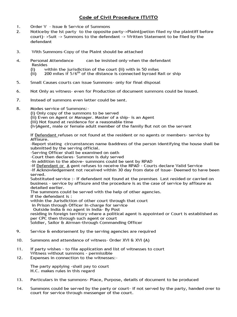 Code of Civil Procedure | PDF | Summons | Affidavit