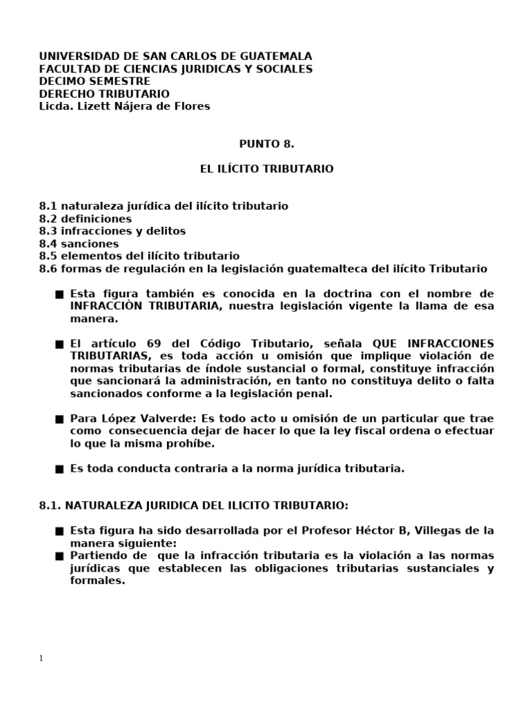 PUNTO 8 El Ilicito Tributario | PDF | Intención (Derecho Penal) | Finanzas y administración del ...