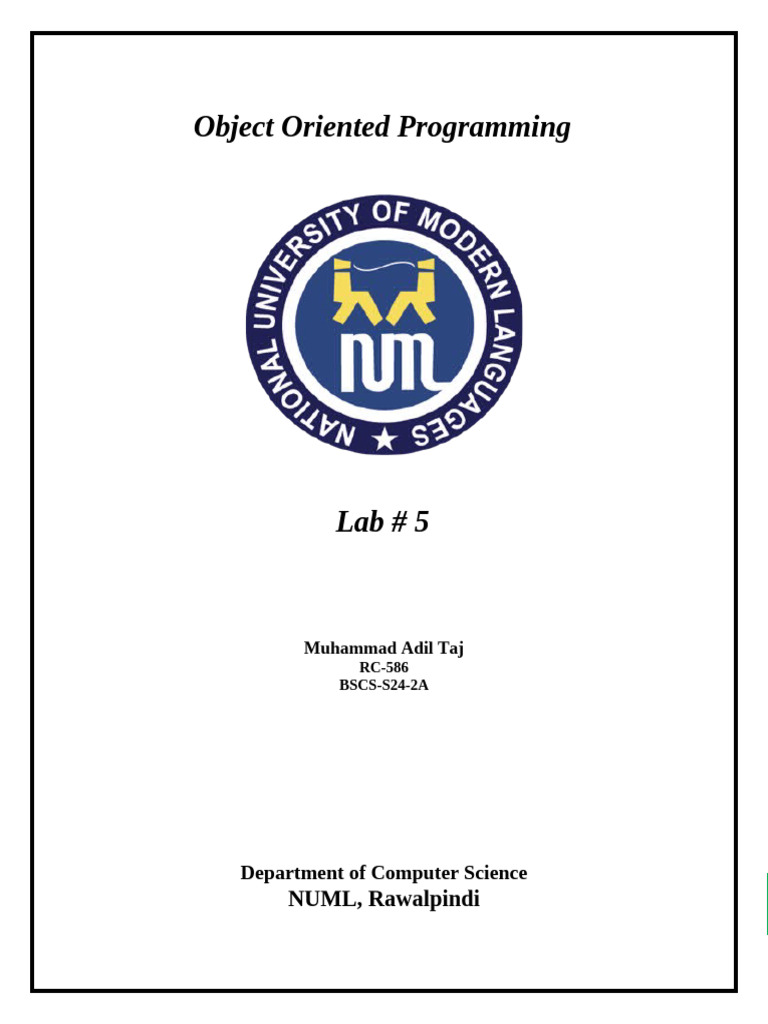 Adil Oop Lab Task 5 | PDF