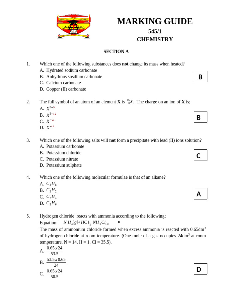 Chemistry Making Guide Paper 1 | PDF