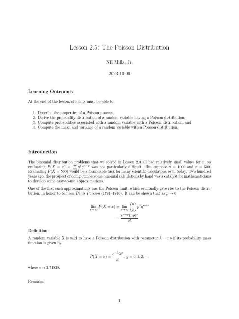 Lesson-2.5-The-Poisson-Distribution | PDF