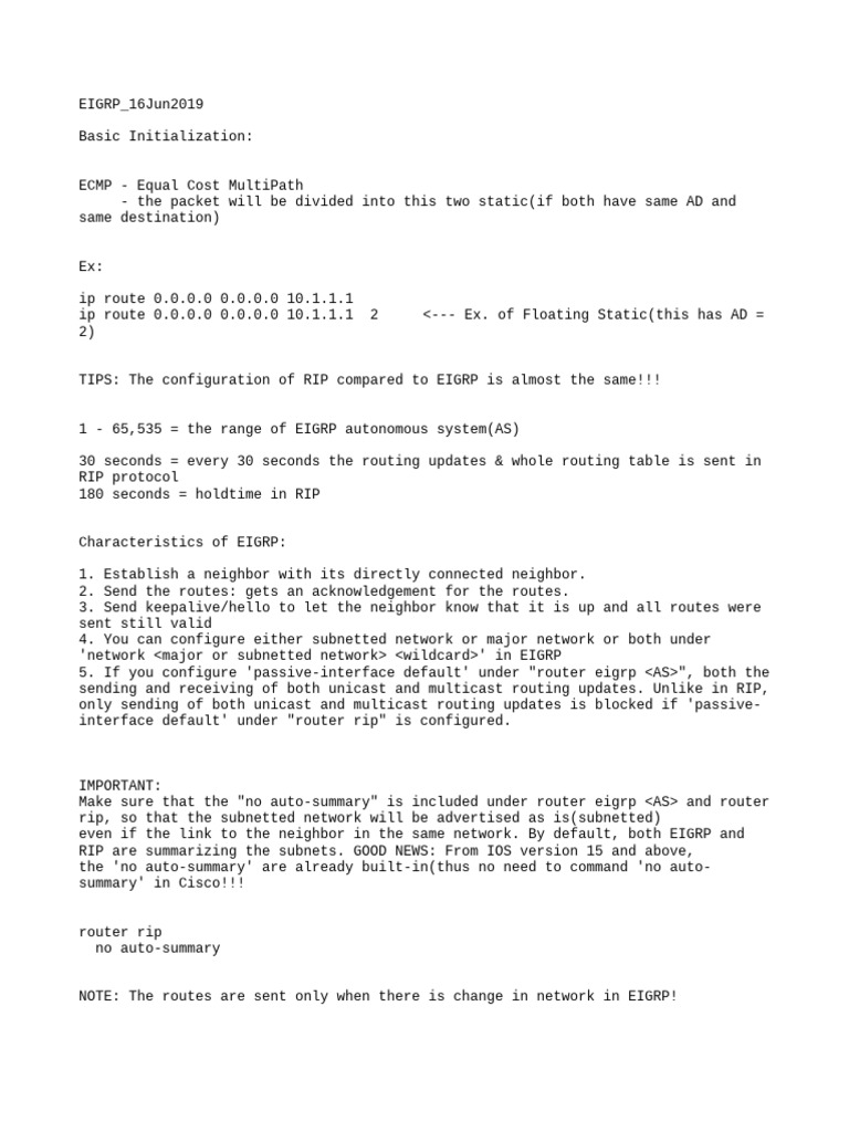 EIGRP 16jun2019 | PDF